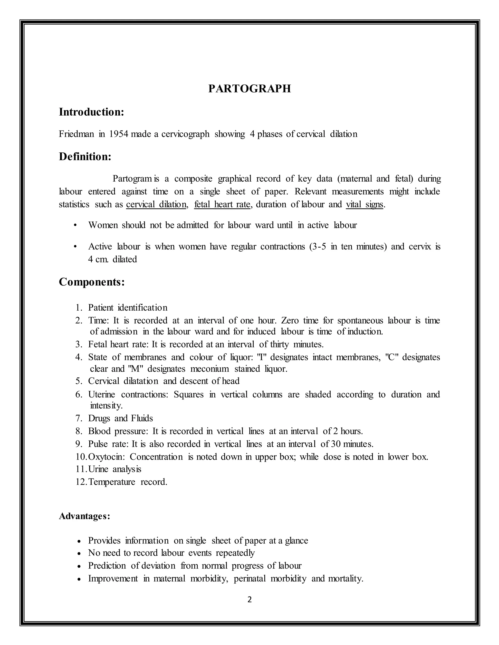 In Partograph and Setting of labour room word file | DOCX