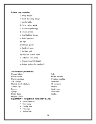 In Partograph and Setting of labour room word file | DOCX