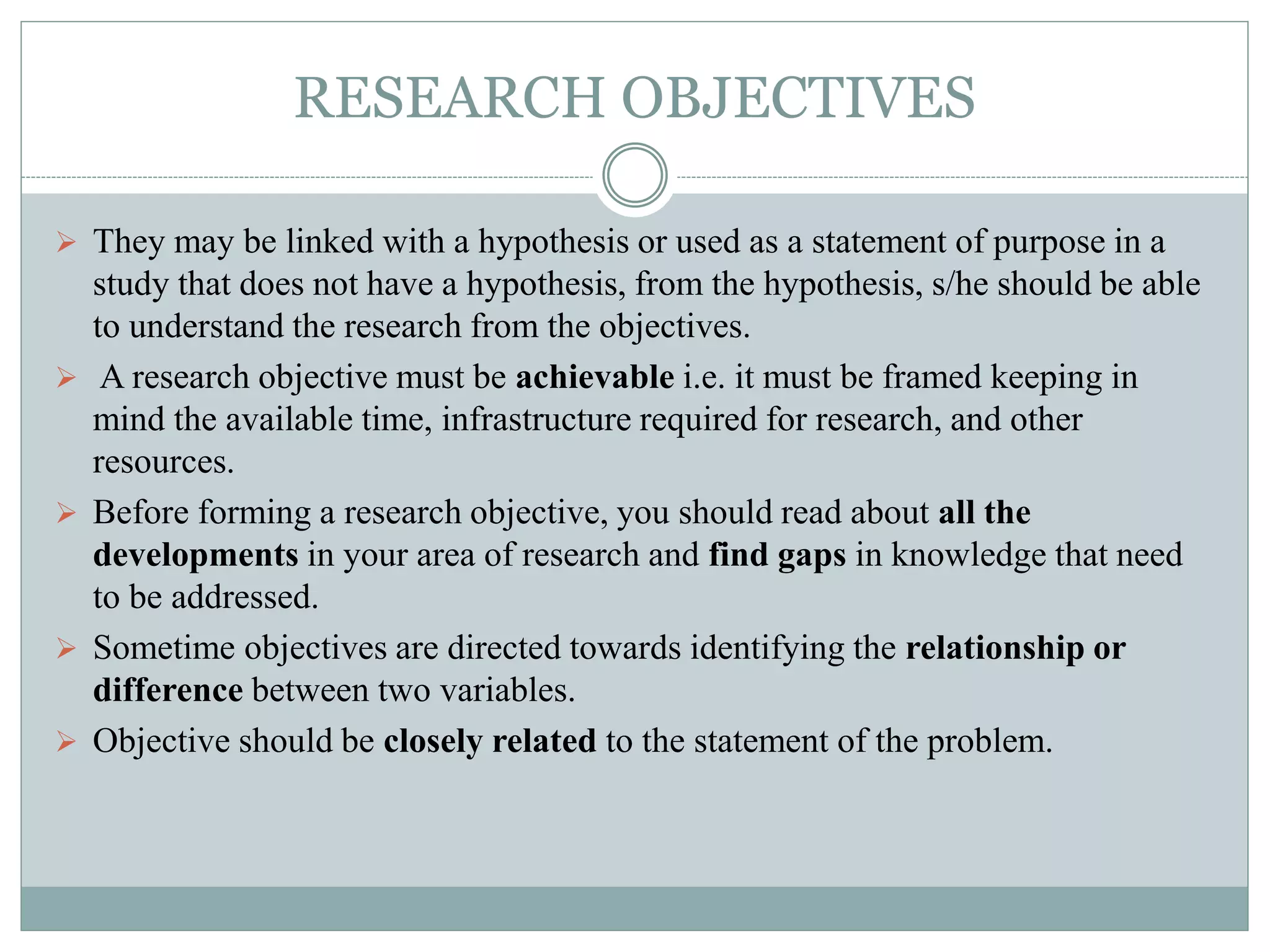 Setting of research objectives Dr. Seema Jakher | PPTX