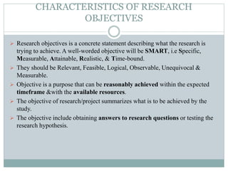 Setting of research objectives Dr. Seema Jakher | PPTX