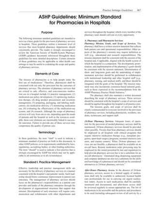 ASHP guidelines minimum standard for pharmacies in hospital N.59