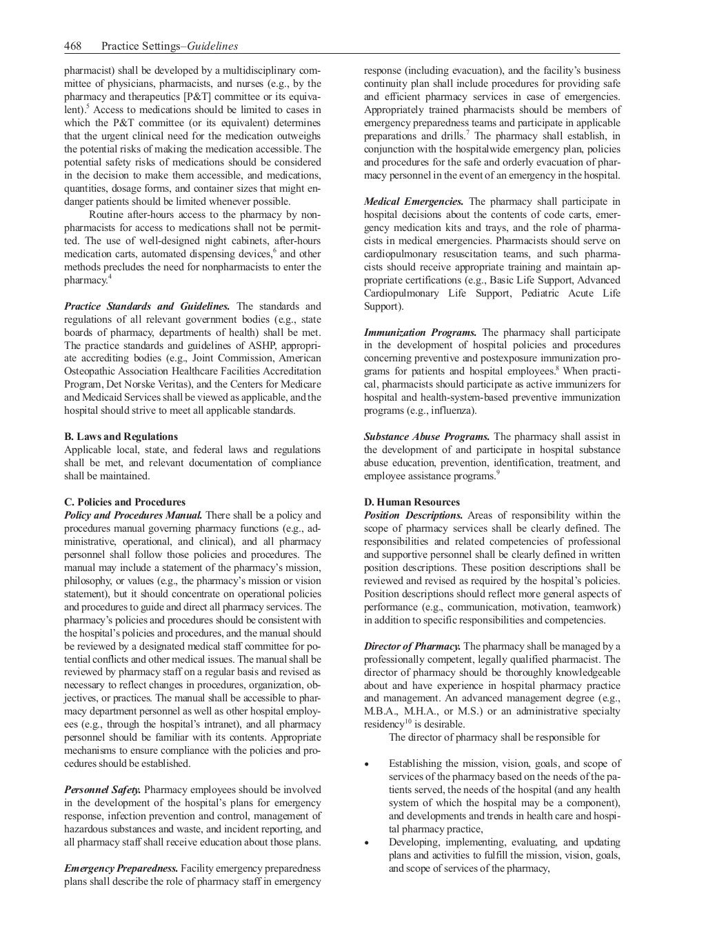 ASHP guidelines minimum standard for pharmacies in hospital N.59