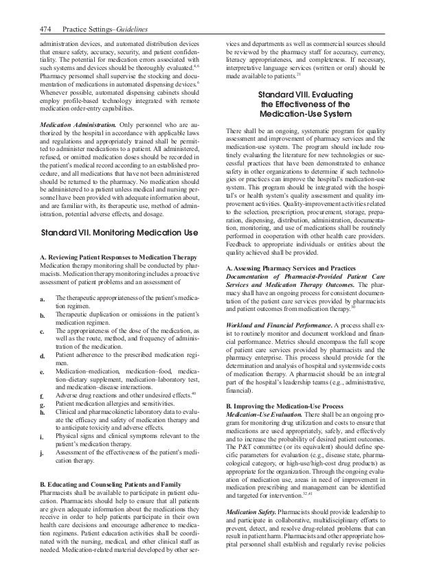 ASHP guidelines minimum standard for pharmacies in hospital N.59