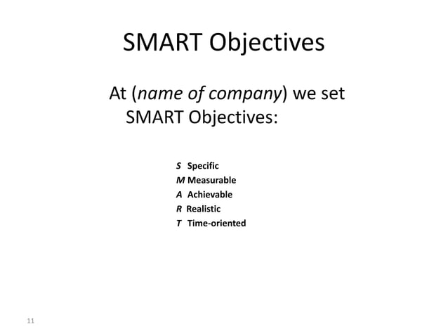 Setting smart objectives | PPTX | Resume Writing and Advice | Job Search
