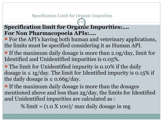 Setting spec limit for imps | PPT | Chemistry | Science