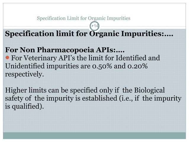 Setting spec limit for imps | PPT | Chemistry | Science