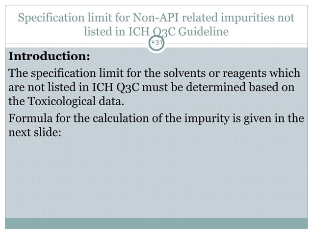 Setting spec limit for imps | PPT | Chemistry | Science