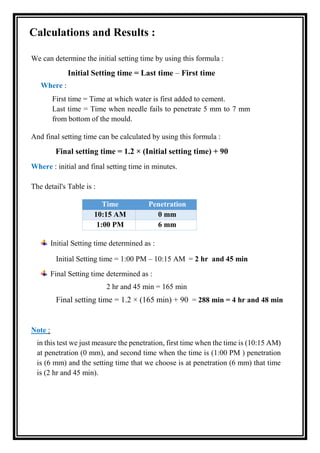 Setting Time of Hydraulic Cement By Vicat Needle | Jameel Academy | PDF