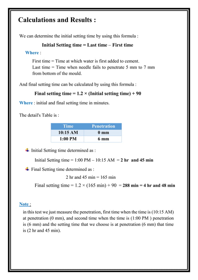 Setting Time of Hydraulic Cement By Vicat Needle | Jameel Academy | PDF ...
