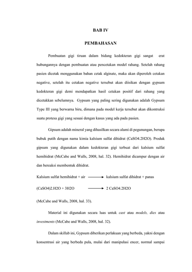 SETTING TIME GYPSUM TYPE III KEDOKTERAN GIGI RASIO W/P | PDF