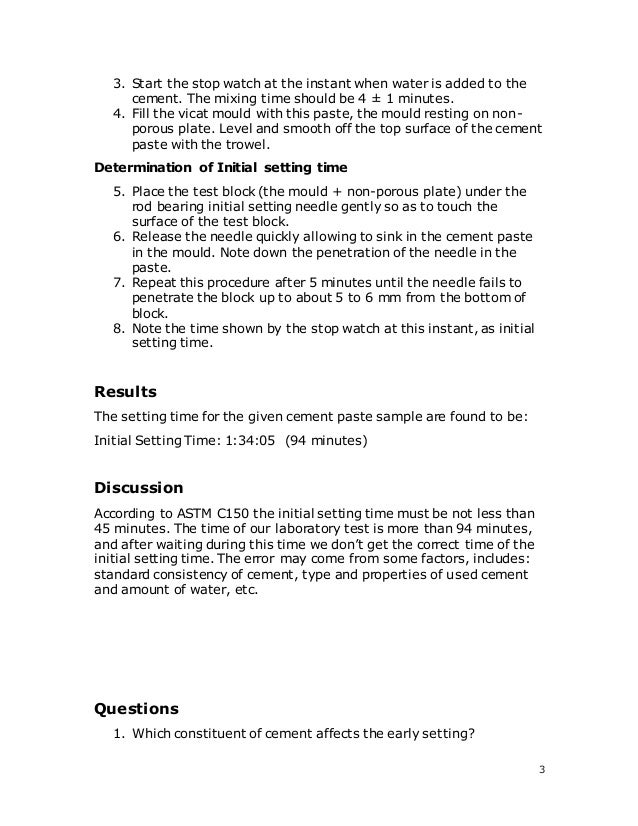 Setting time of Concrete