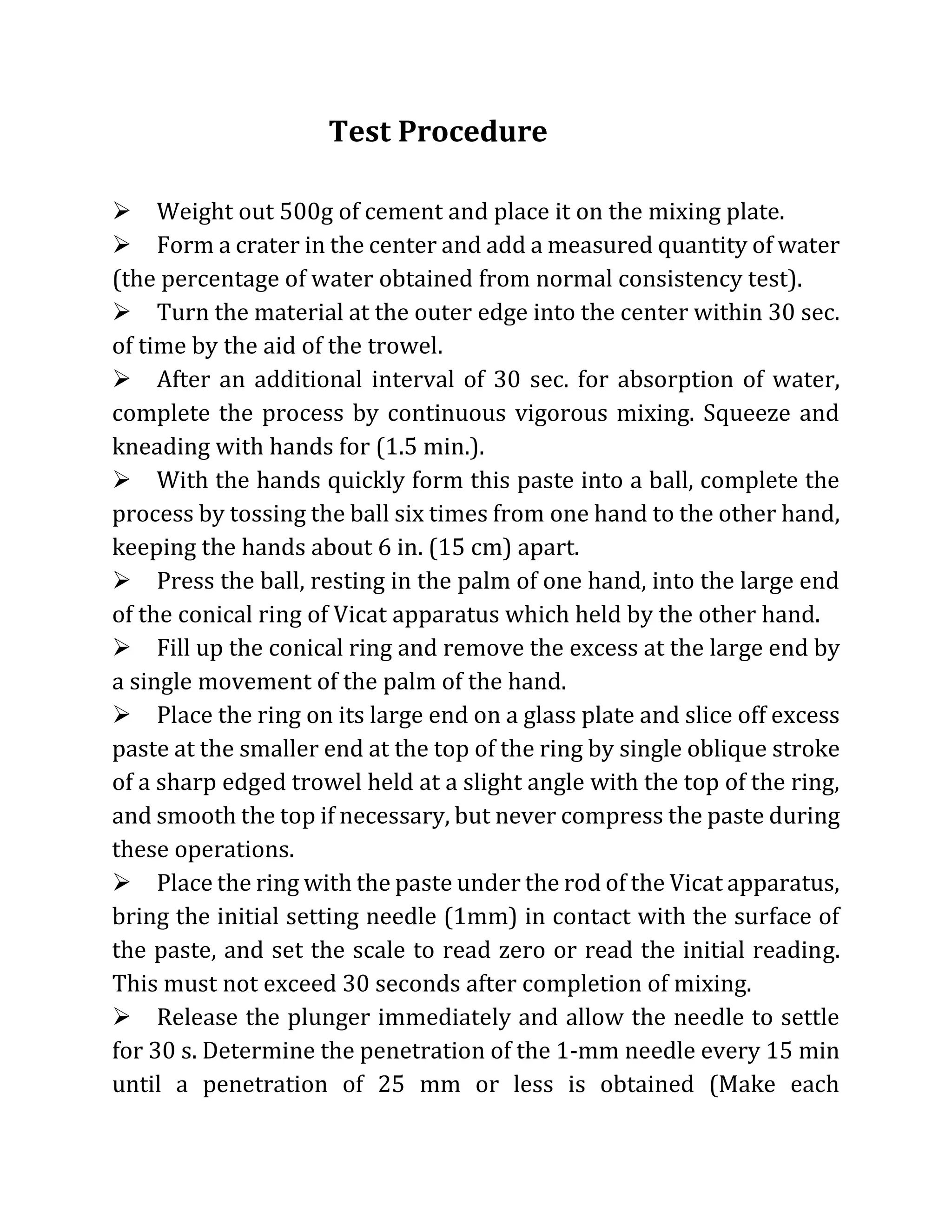 Setting time test | PDF