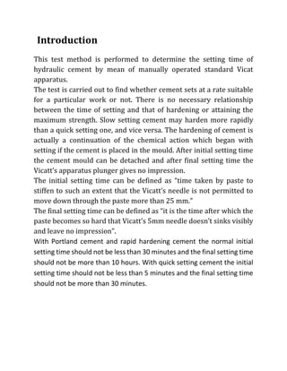 Setting time test | PDF