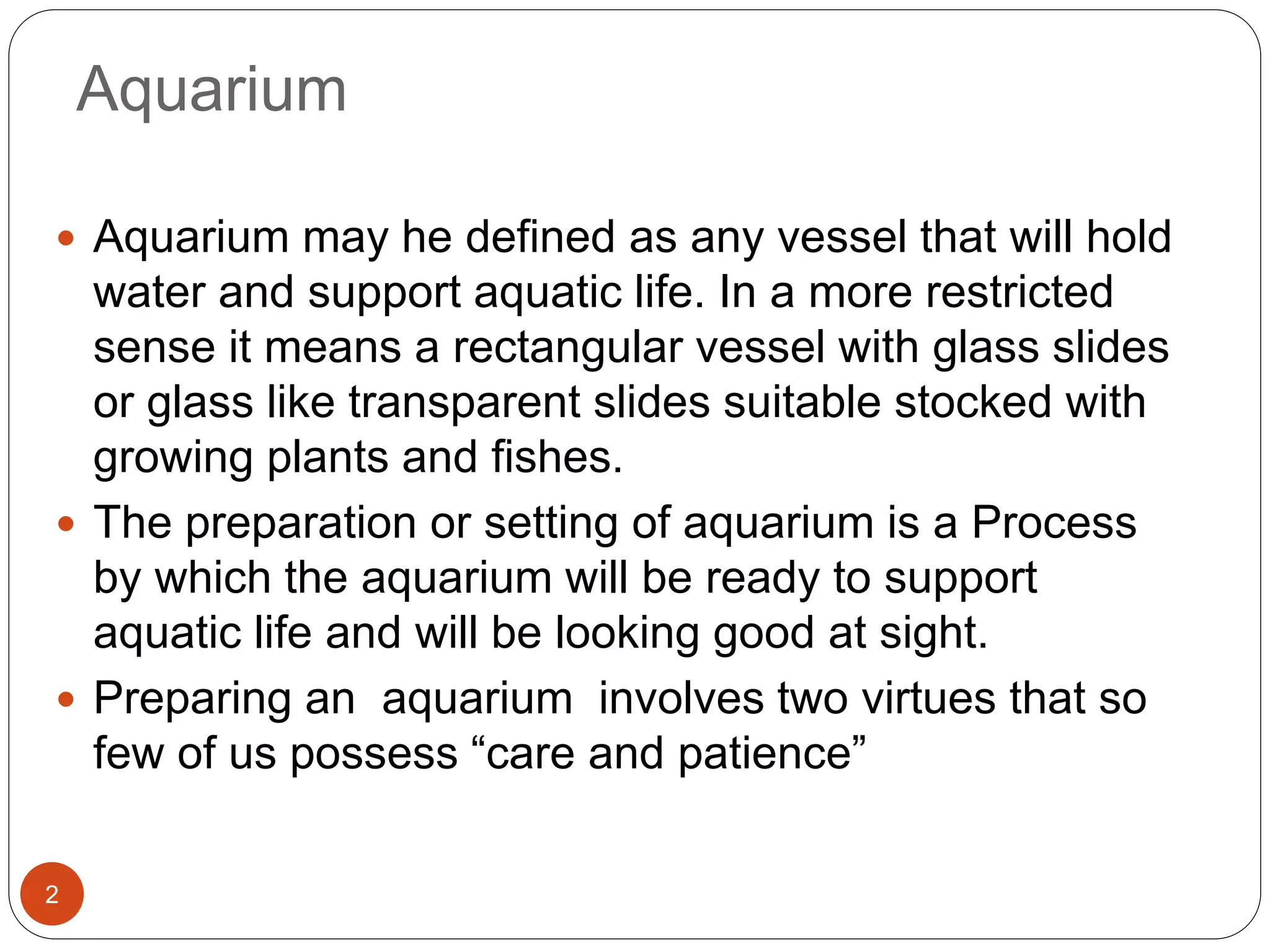 Setting up a aquarium | PPTX