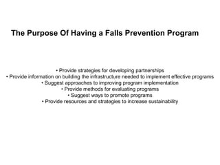 Setting up a falls prevention program | PPTX