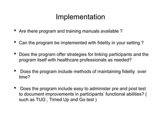 Setting up a falls prevention program | PPTX