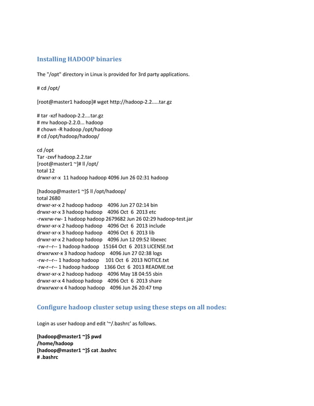 Setting up a HADOOP 2.2 cluster on CentOS 6 | PDF