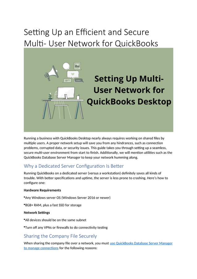 Setting Up an Efficient and Secure Multi-User Network for QuickBooks Desktop | PPT