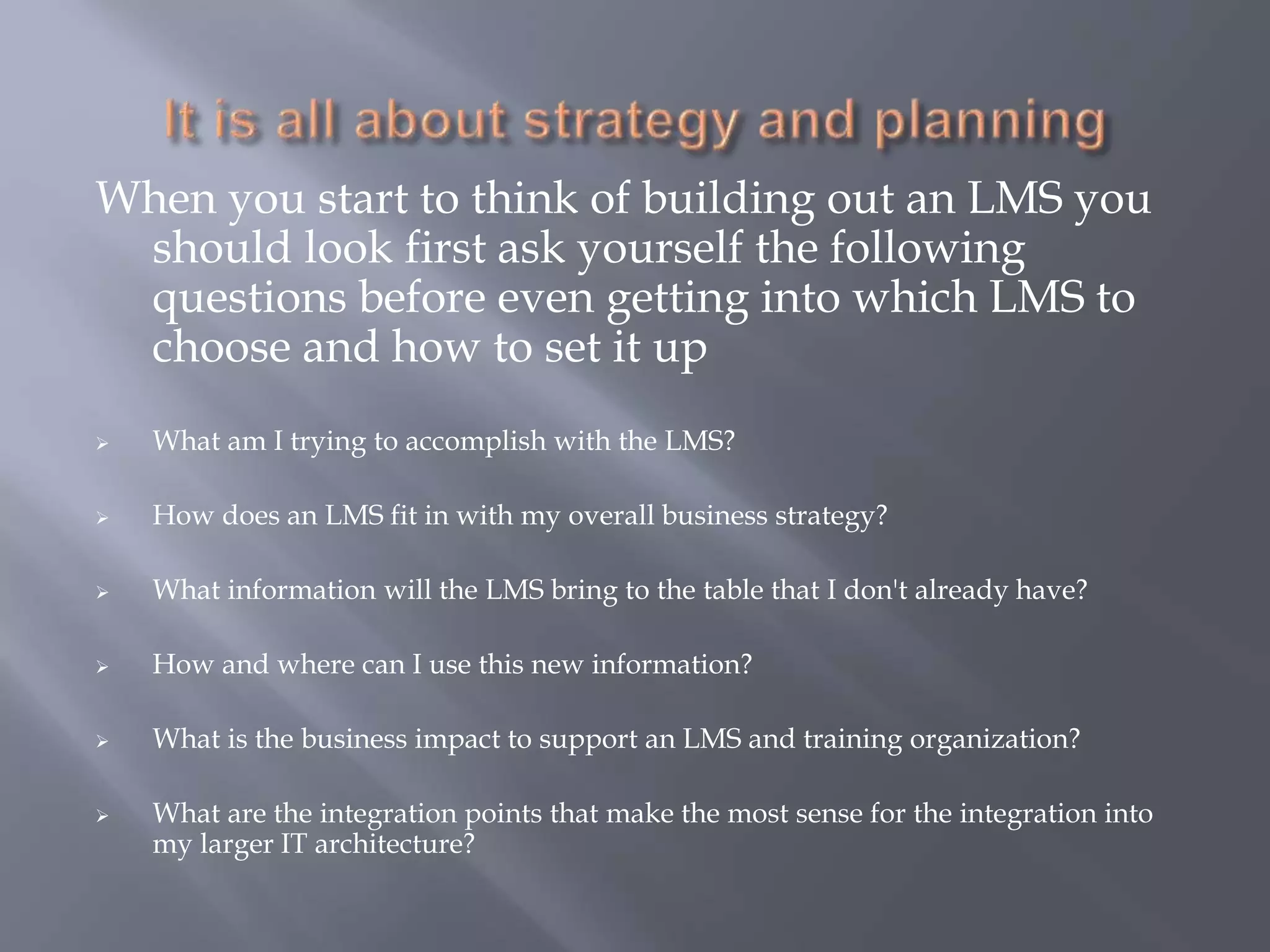 Setting up an LMS for success | PPT