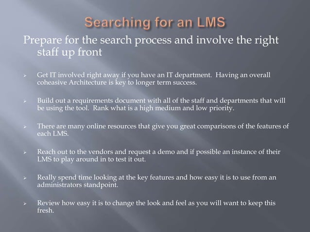 Setting up an LMS for success | PPT