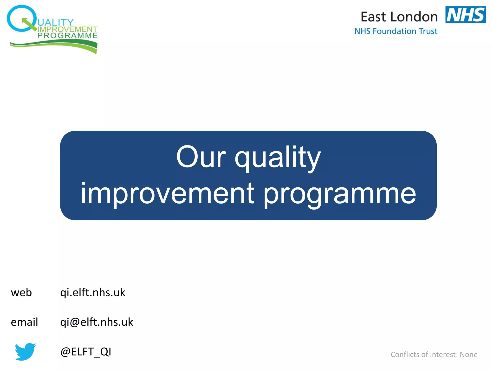 Learning from ELFT - Setting up an organisation wide QI programme | PDF