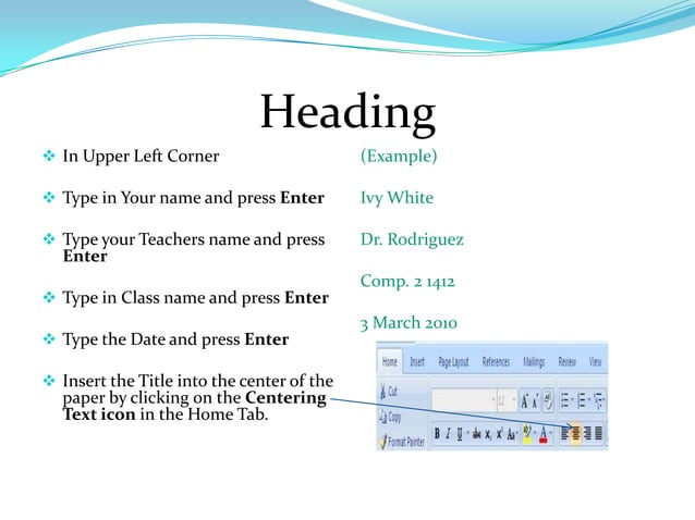 Setting Up A Paper Using Mla Format | PPT