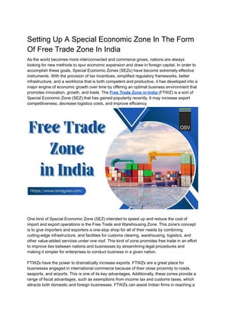 Setting Up A Special Economic Zone In The Form Of Free Trade Zone In ...