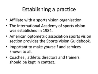 Setting up a sports vision practice | PPTX