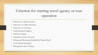Setting up a travel agency and tour operation | PPTX
