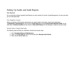 Setting up audits and audit reports Fusion Cloud | DOCX
