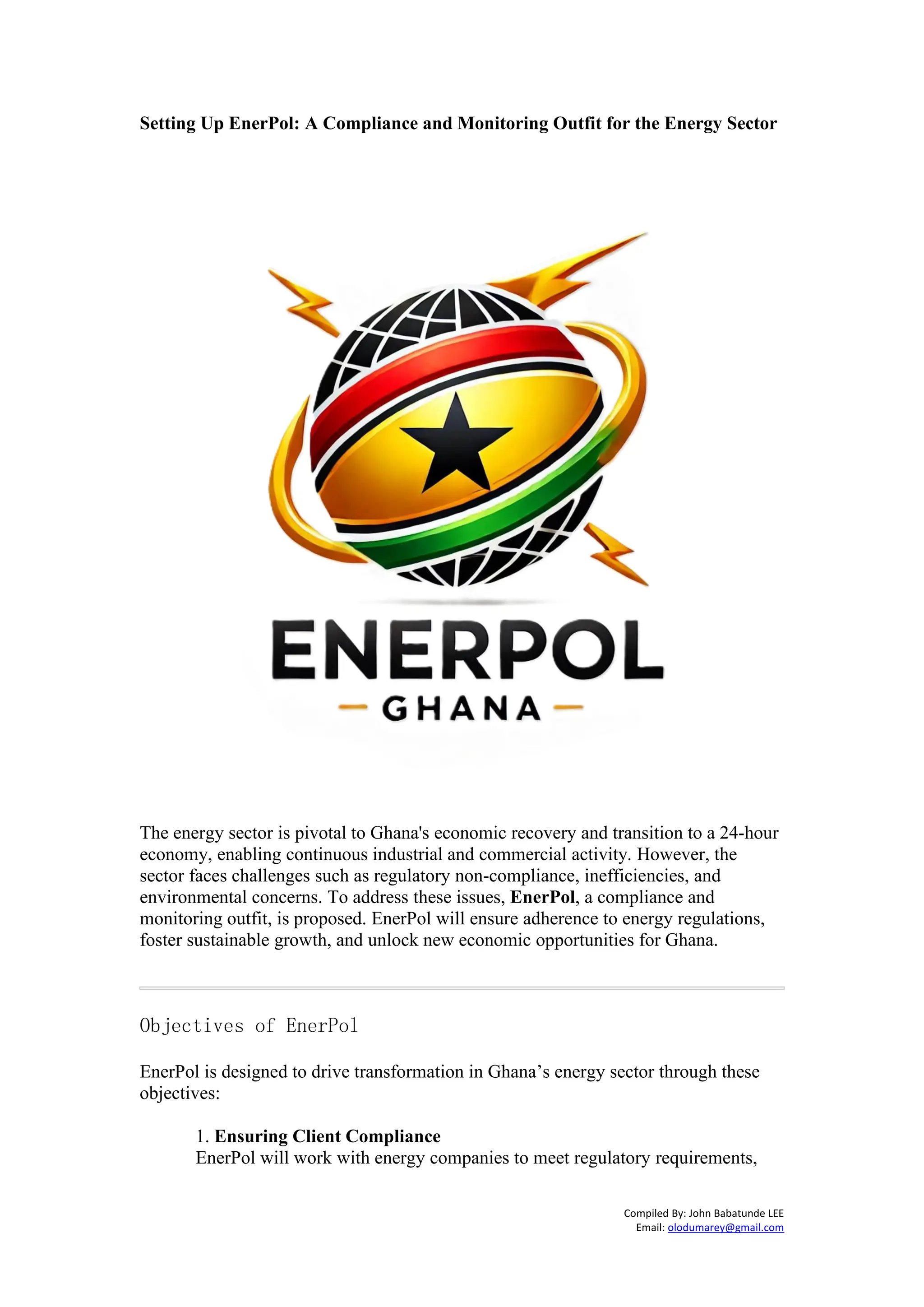 Proposal for Setting up of EnerPol in Ghana | PDF