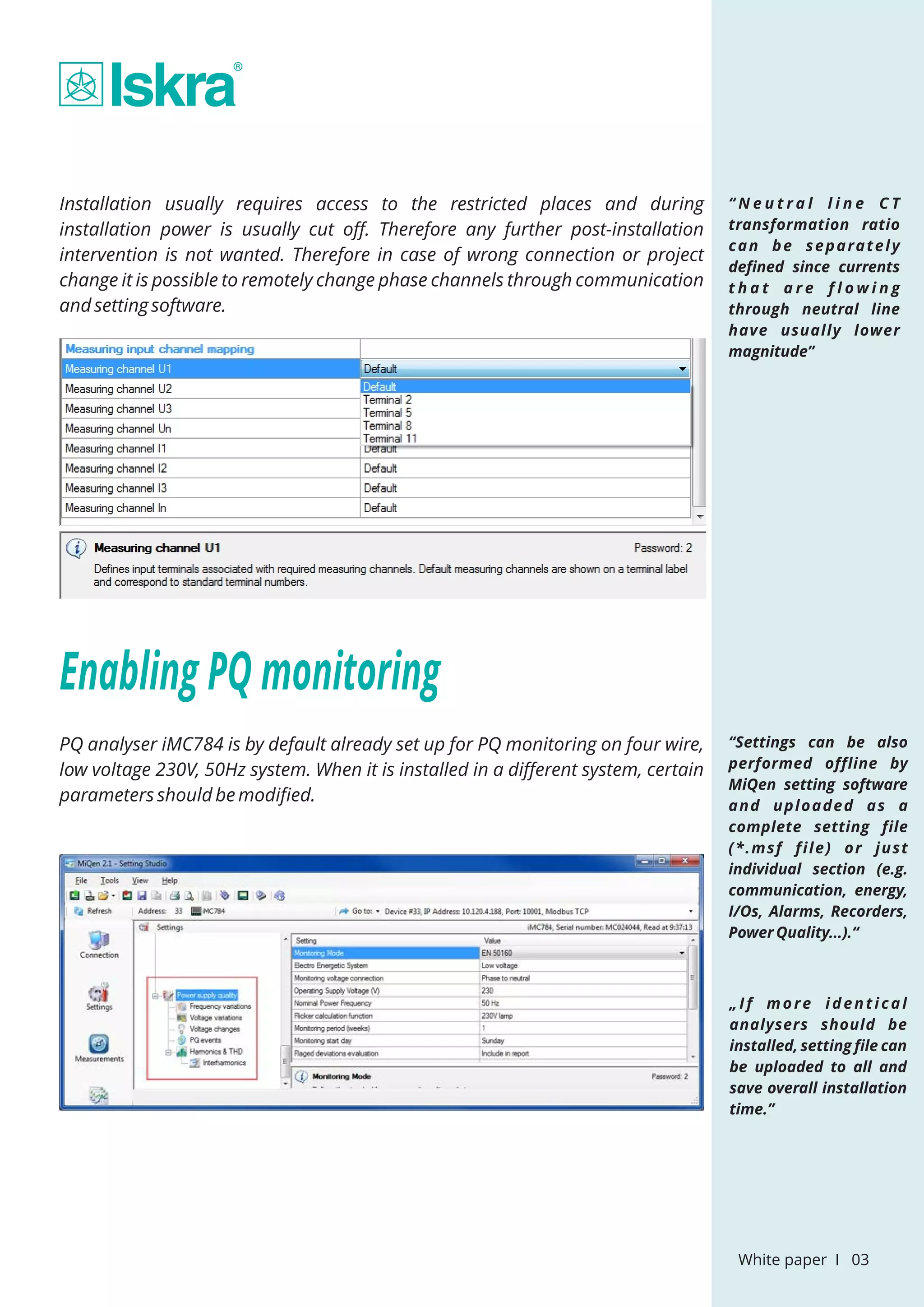 Setting up iMC784 for a proper PQ monitoring | PDF