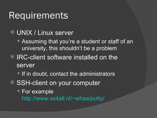 Setting Up Irssi | PPT
