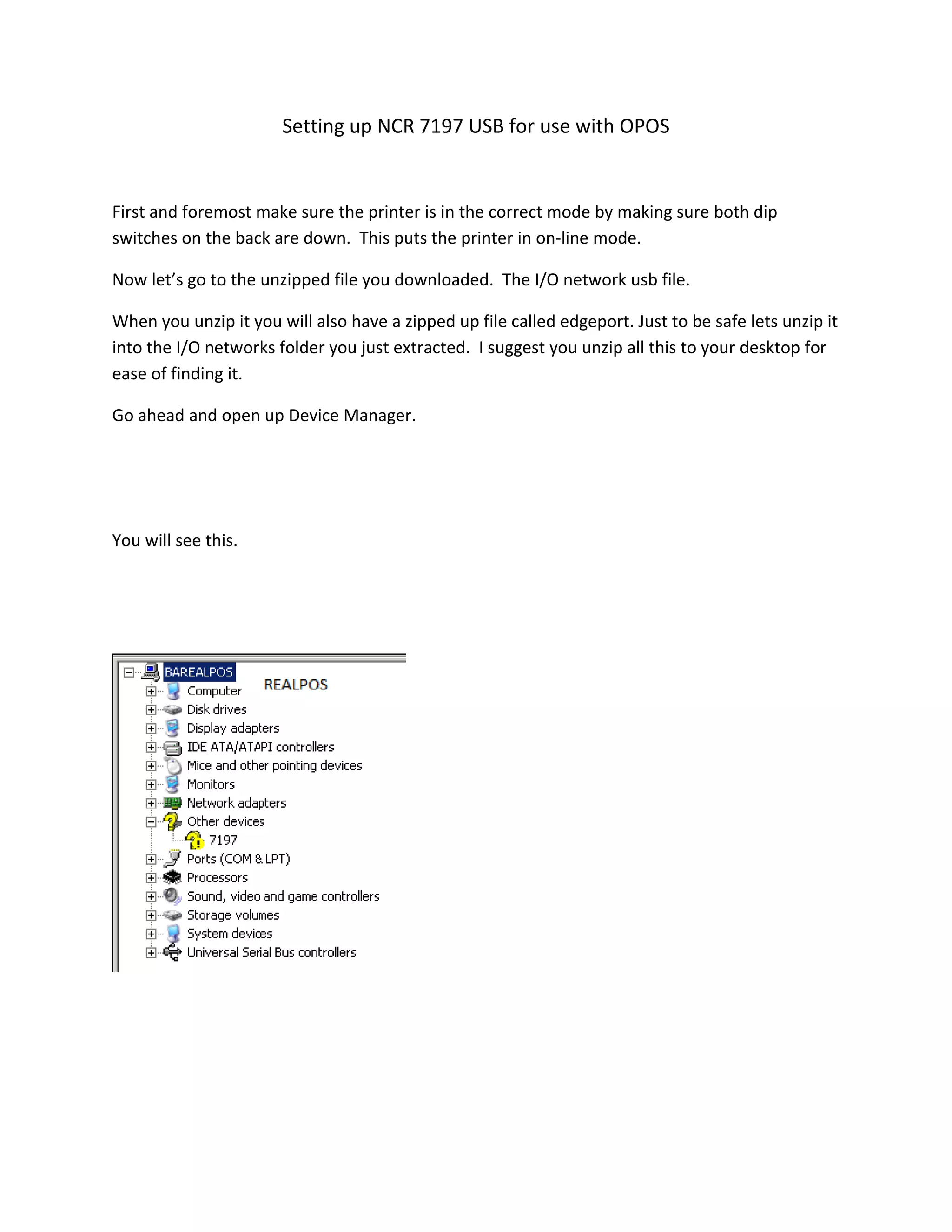 Setting up ncr 7197 usb for use with opos | DOC