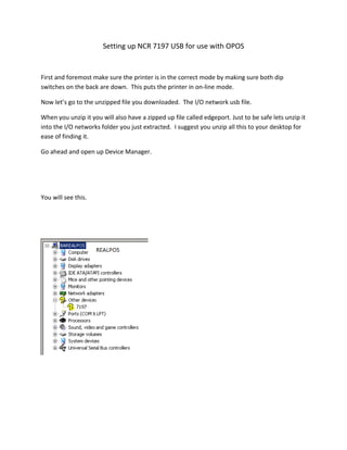 Setting up ncr 7197 usb for use with opos | DOC