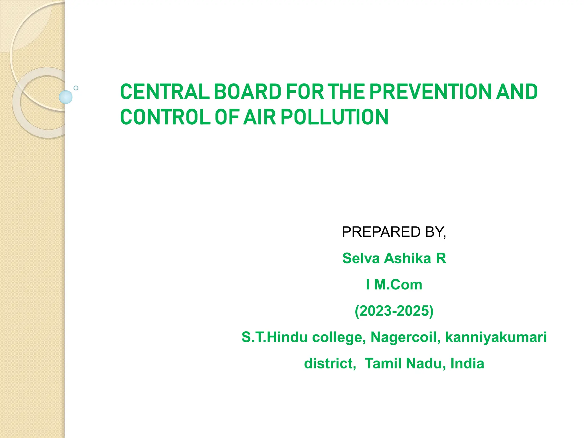 central board for the prevention and control of air pollution | PPT