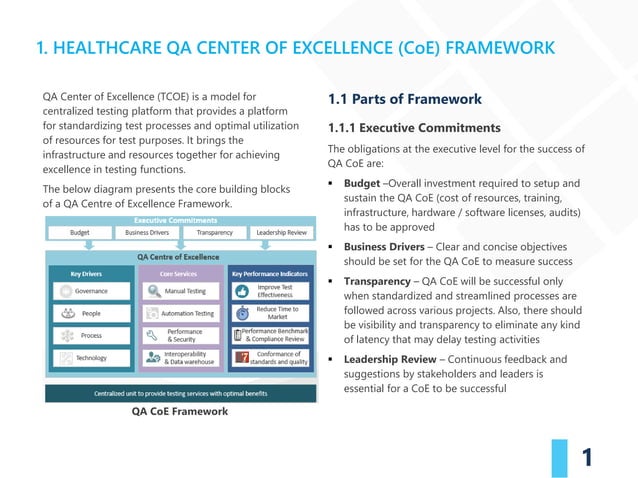 Setting up Center of Excellence for QA in Healthcare | PDF