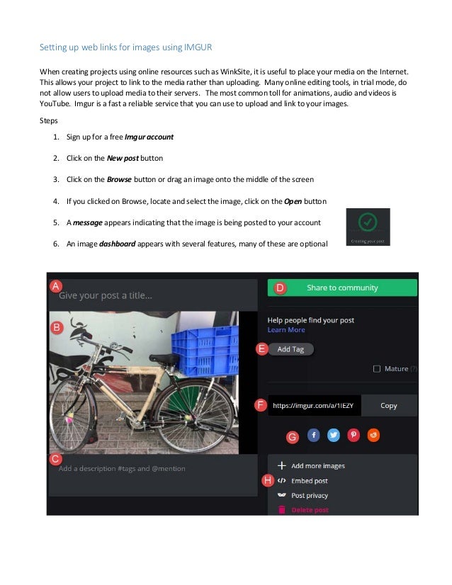 Setting up web links for images using Imgur