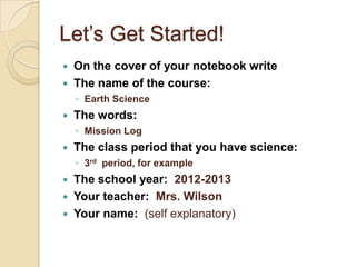 Setting up your science notebook | PPT