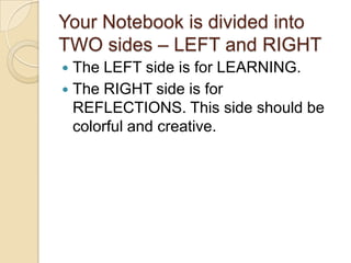 Setting up your science notebook | PPT