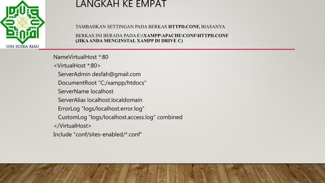 Setting virtual host dengan apache (xampp) | PPT