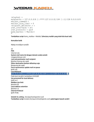 konfigurasi web server, dns server , dhcp server, ftp server , mail server dan webmail server ...