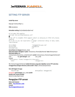 konfigurasi web server, dns server , dhcp server, ftp server , mail ...