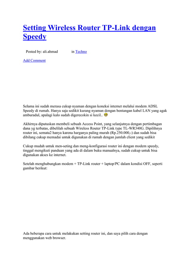 Setting wireless router tp | DOCX