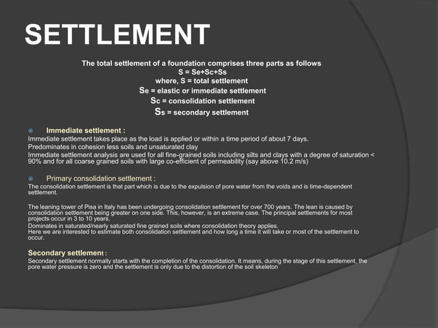 Settlement of soil/foundation | PPTX | Civil Engineering Industry ...
