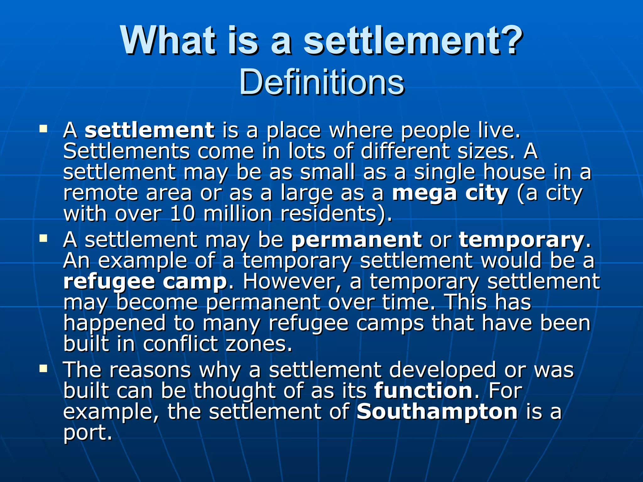 Settlement Revision Hobart High 2008 | PPT | Geography | Science