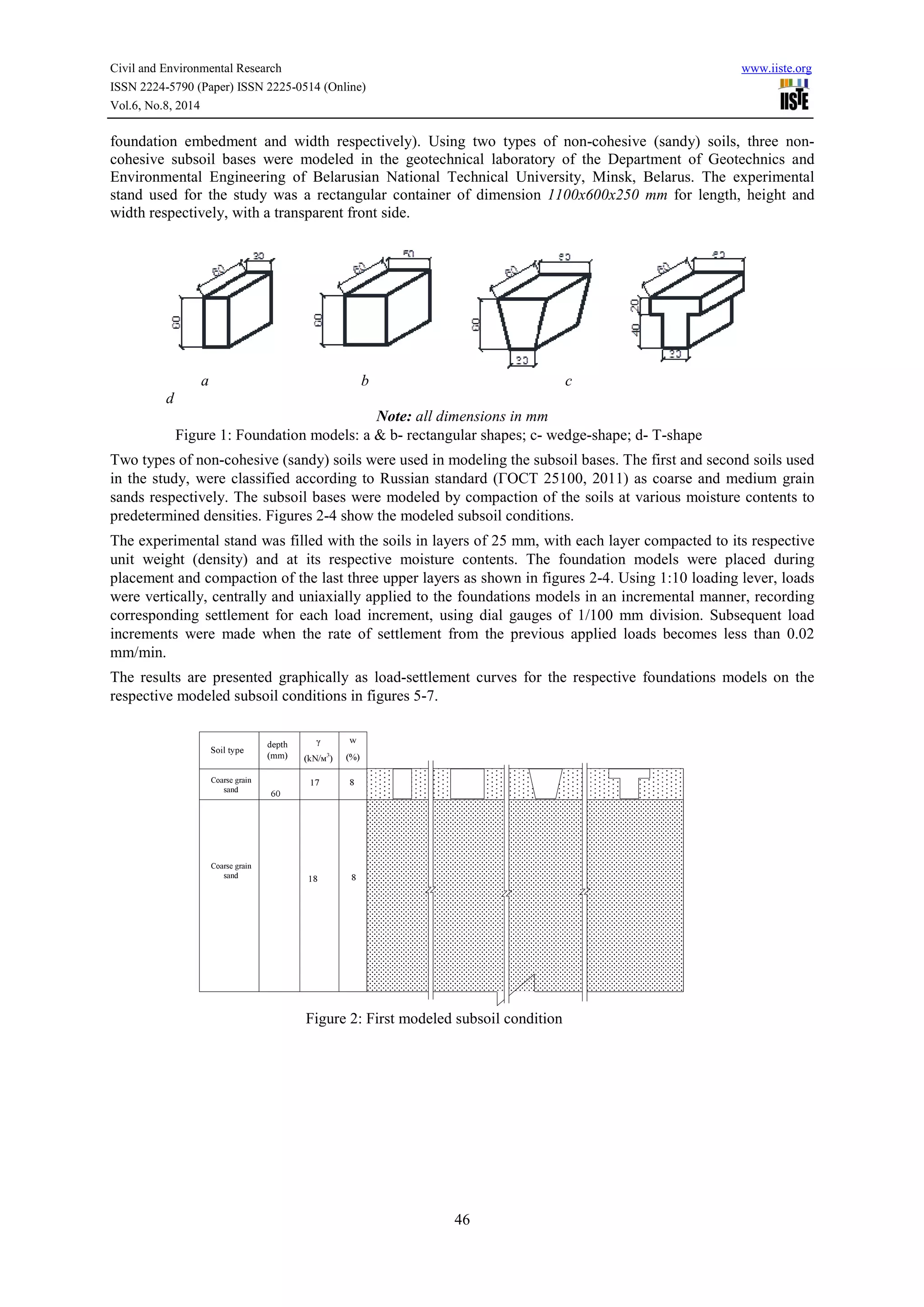Settlement and bearing capacity of foundations with different | PDF