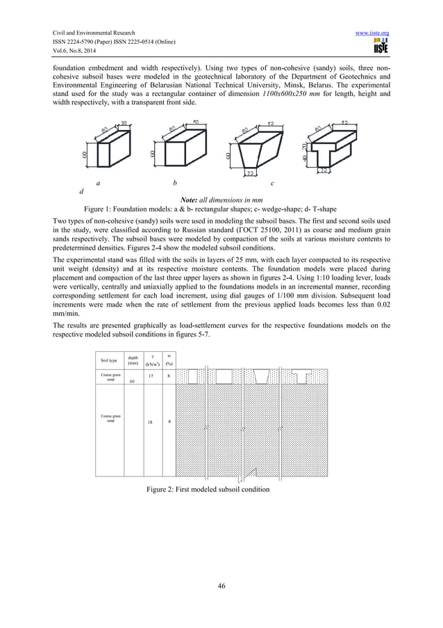Settlement and bearing capacity of foundations with different | PDF