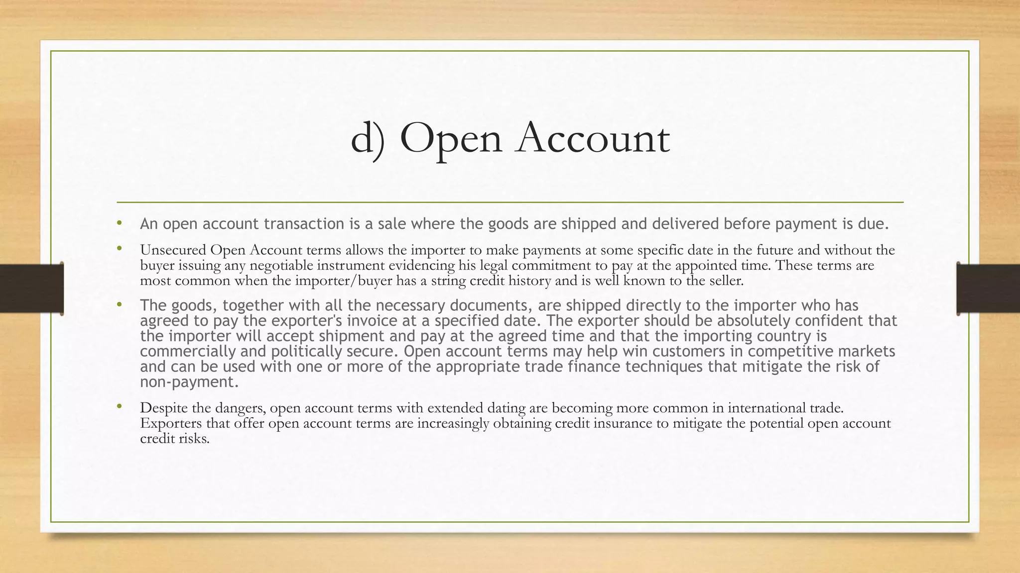 Settlement of import trade transactions | PPTX