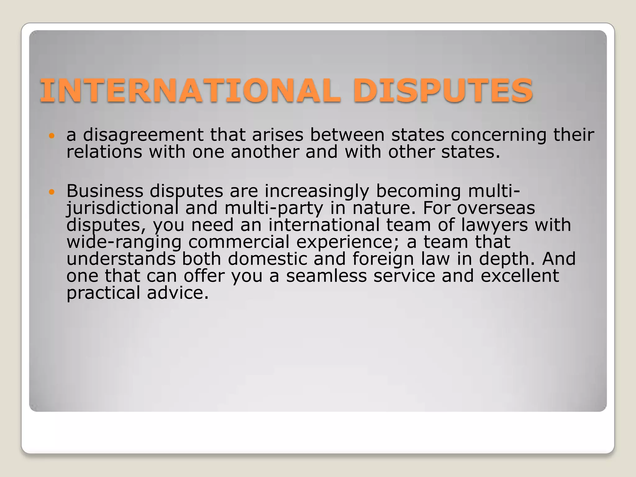 Settlement of international disputes | PPTX